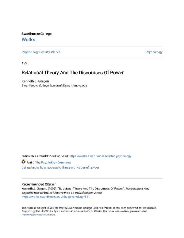 (PDF) Relational Theory and Discourses of Power