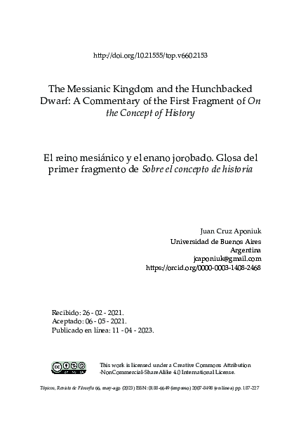 (PDF) El Reino mesiánico y el enano jorobado en Walter Benjamin. Glosa ...