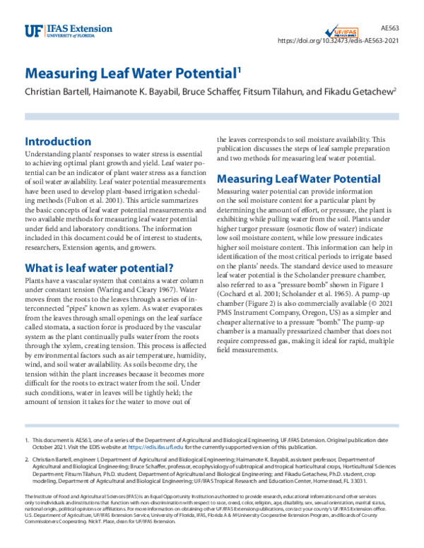 (PDF) Measuring Leaf Water Potential