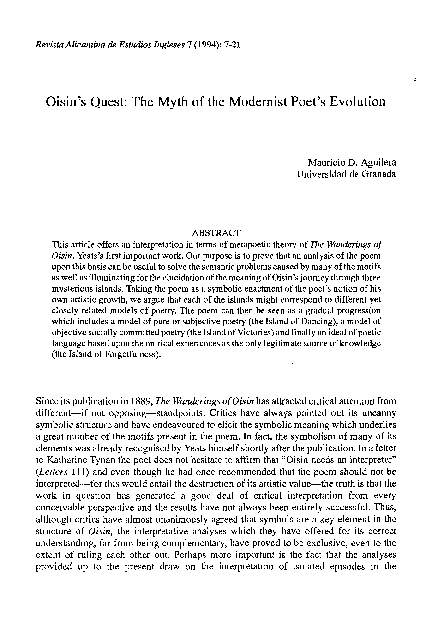 (PDF) Oisin's quest: the myth of the modernist poet's evolution