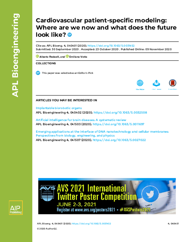 (PDF) Cardiovascular patient-specific modeling: Where are we now and ...