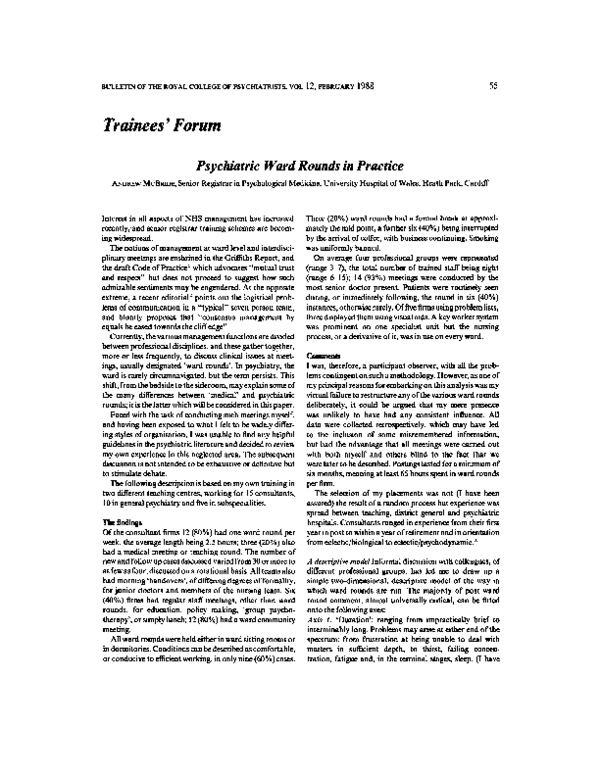 (PDF) Psychiatric Ward Rounds in Practice