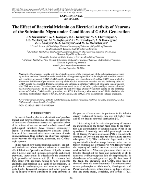 (PDF) The effect of bacterial melanin on electrical activity of neurons ...