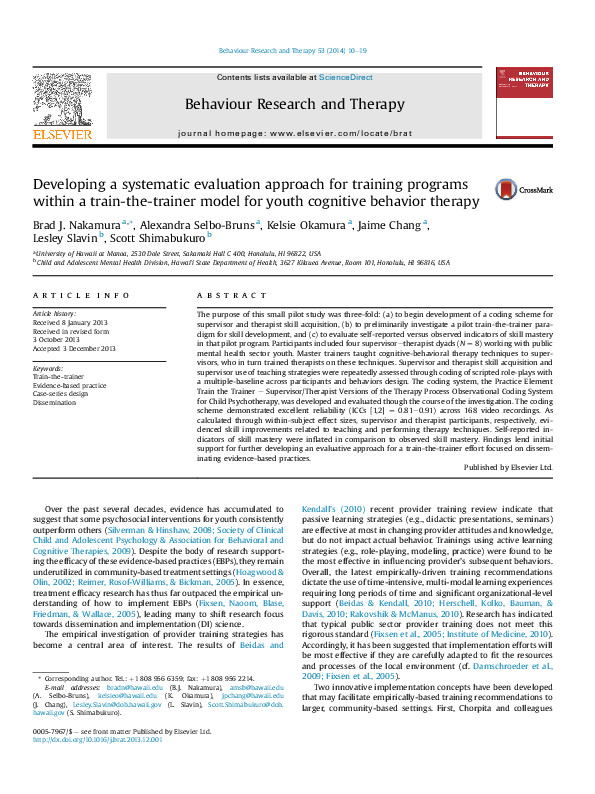 (PDF) Developing a systematic evaluation approach for training programs within a train-the ...