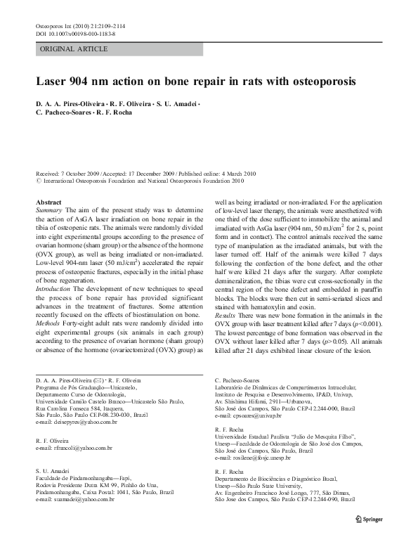 (PDF) 904 nm Laser Enhances Bone Healing in Rats