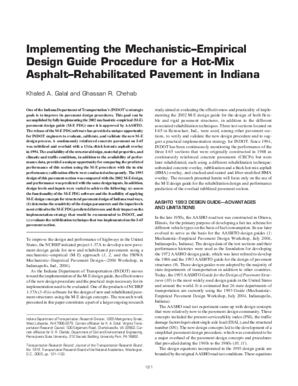 (PDF) Implementing the Mechanistic-Empirical Design Guide Procedure for a Hot-Mix Asphalt ...