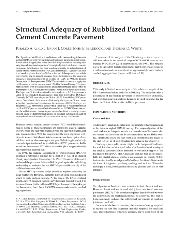 (PDF) Structural Adequacy of Rubblized Portland Cement Concrete Pavement