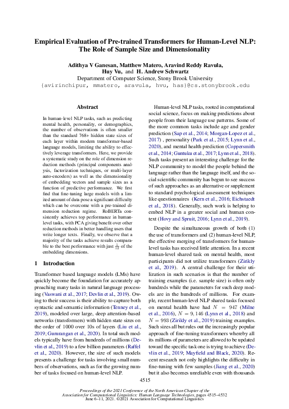 (PDF) Empirical Evaluation of Pre-trained Transformers for Human-Level ...