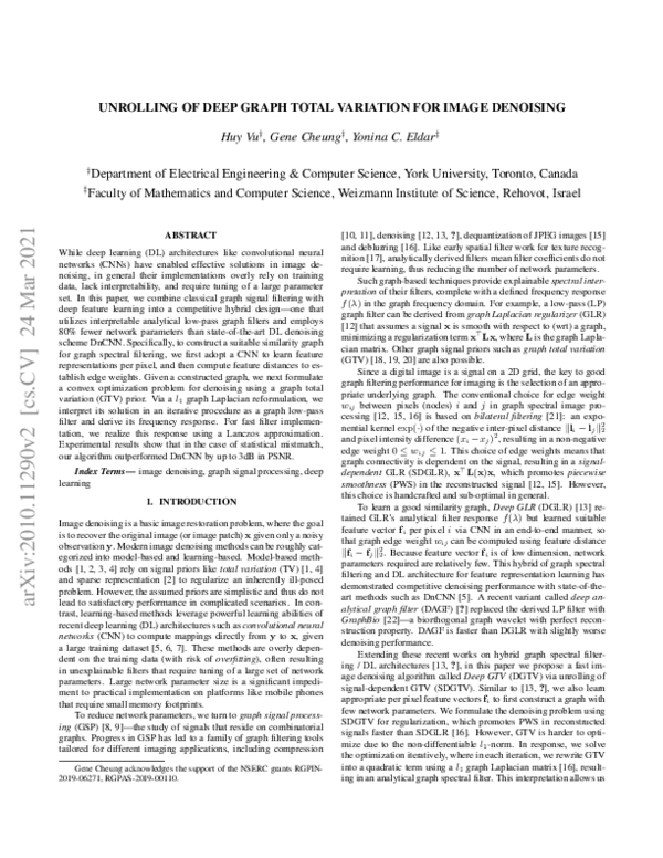 (PDF) Unrolling of Deep Graph Total Variation for Image Denoising