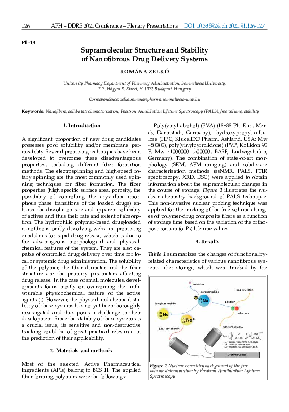 (PDF) Supramolecular Structure and Stability of Nanofibrous Drug Delivery Systems