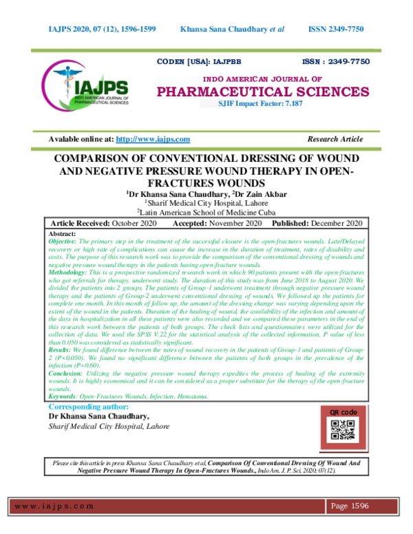 (PDF) Comparison of Conventional Dressing of Wound and Negative ...