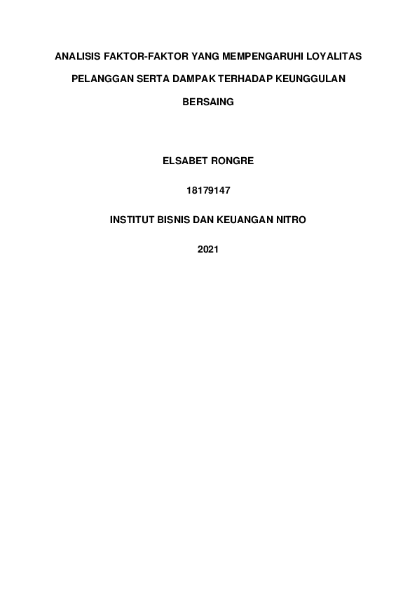 (PDF) Analisis Faktor-Faktor Yang Mempengaruhi Loyalitas Pelanggan Serta Dampak Terhadap ...