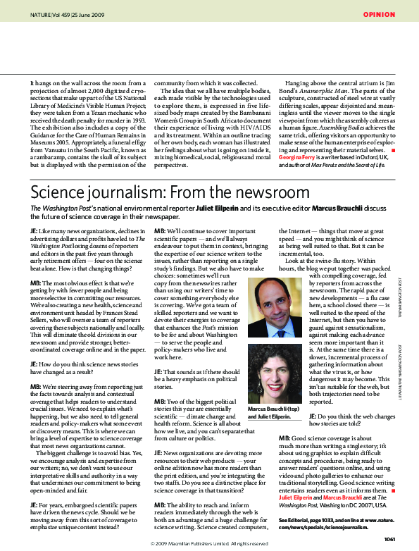 (PDF) Science journalism: From the newsroom
