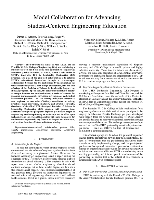 (PDF) Model collaboration for advancing student-centered engineering ...