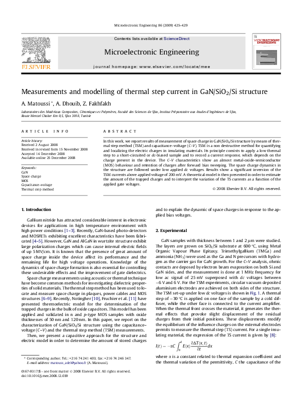 (PDF) Measurements and modelling of thermal step current in GaN/SiO2/Si ...