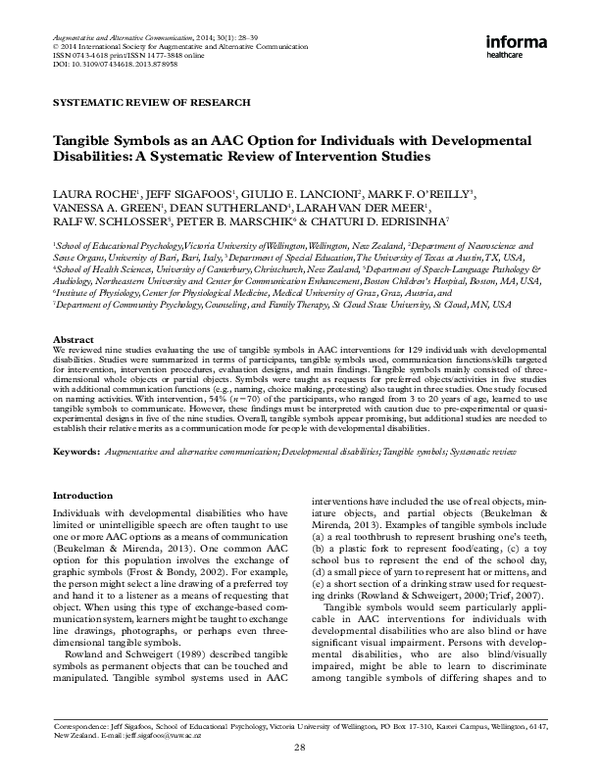 (PDF) Tangible Symbols as an AAC Option for Individuals with ...