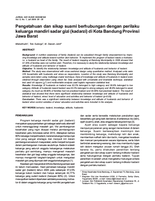 (PDF) Pengetahuan dan sikap suami behubungan dengan perilaku keluarga ...