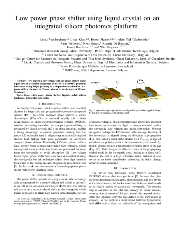(PDF) Low power phase shifter using liquid crystal on an integrated ...