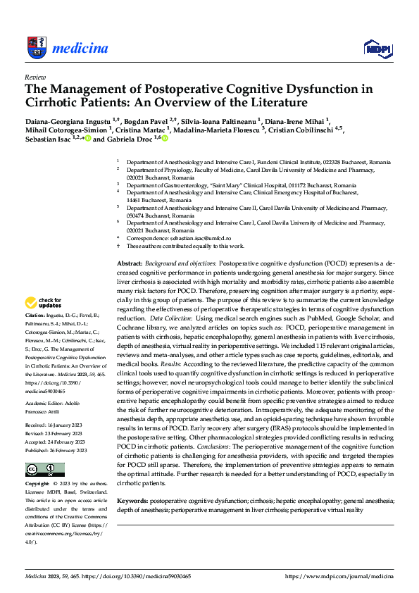 (PDF) The Management of Postoperative Cognitive Dysfunction in ...