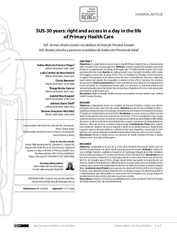 (PDF) SUS-30 years: right and access in a day in the life of Primary ...