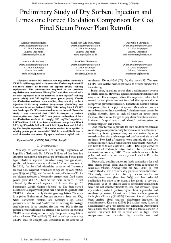 (PDF) Preliminary Study of Dry Sorbent Injection and Limestone Forced ...