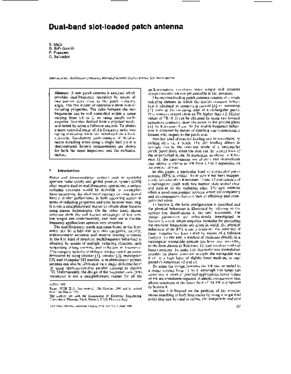 (PDF) Dual-band slot-loaded patch antenna
