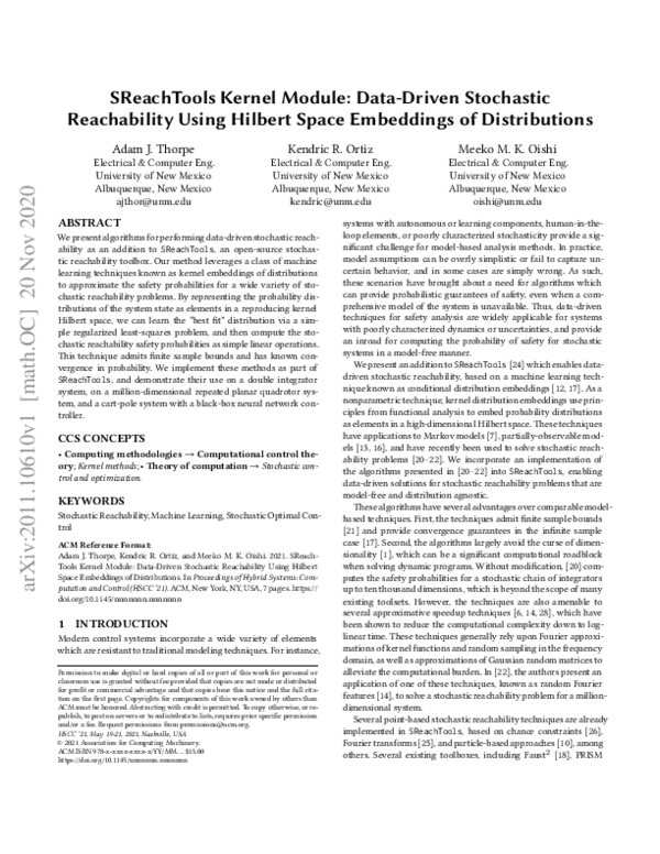 (PDF) SReachTools Kernel Module: Data-Driven Stochastic Reachability ...