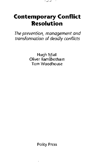 (PDF) Contemporary conflict resolution: the prevention, management and ...