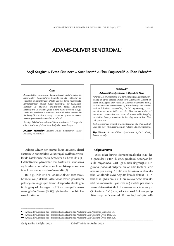 (PDF) Adams-Oliver Sendromu
