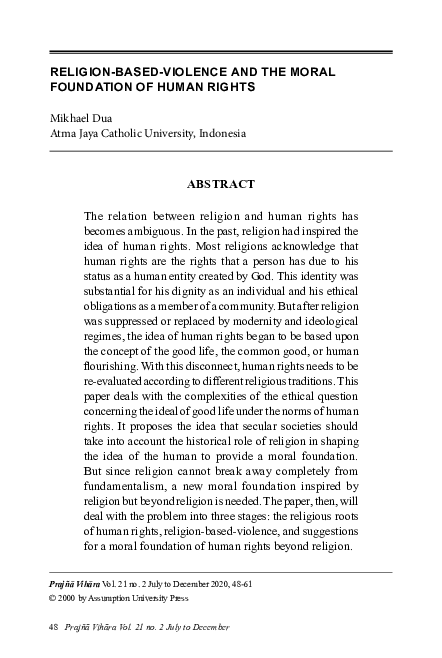 (PDF) Religion-Based-Violence and the Moral Foundation of Human Rights