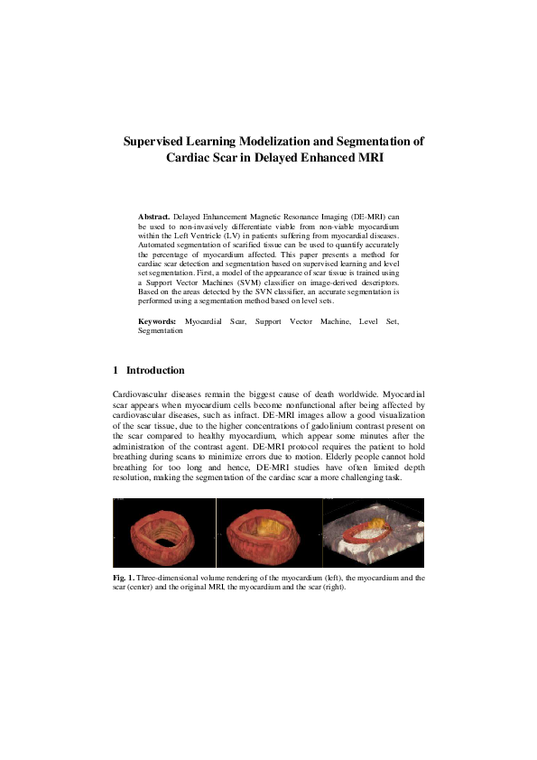 Pdf Supervised Learning Modelization And Segmentation Of Cardiac Scar