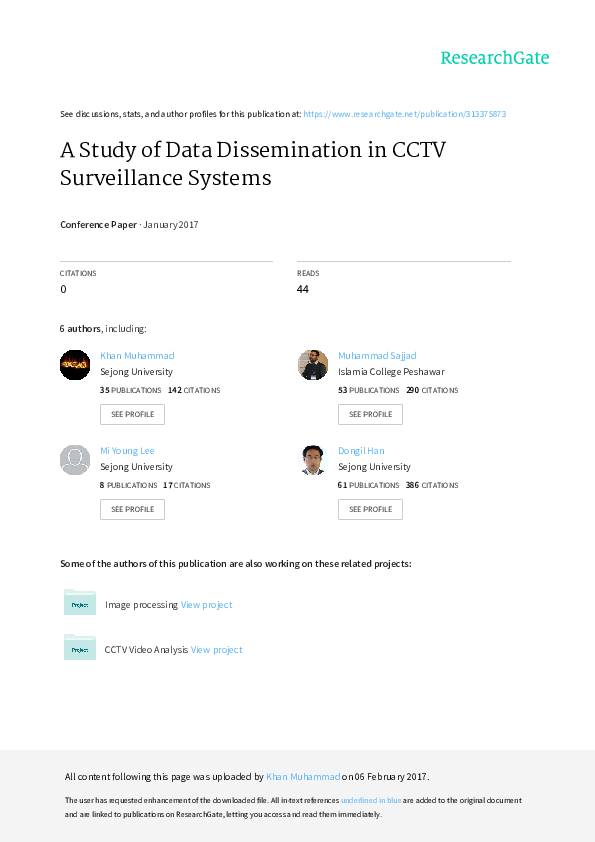 (PDF) A Study of Data Dissemination in CCTV Surveillance Systems