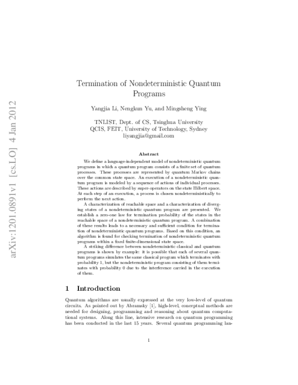 (PDF) Termination of nondeterministic quantum programs
