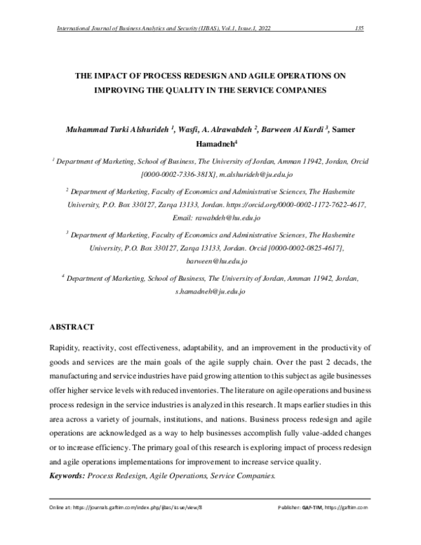 (PDF) The Impact of Process Redesign and Agile Operations on Improving the Quality in the ...
