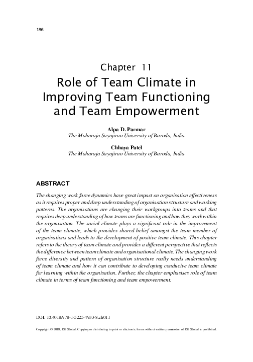 (PDF) Role of Team Climate in Improving Team Functioning and Team ...