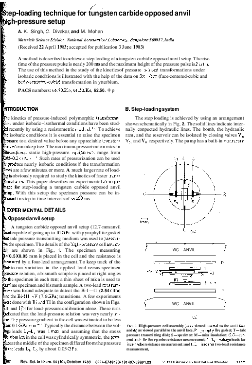 (PDF) Step‐loading technique for tungsten carbide opposed anvil high ...