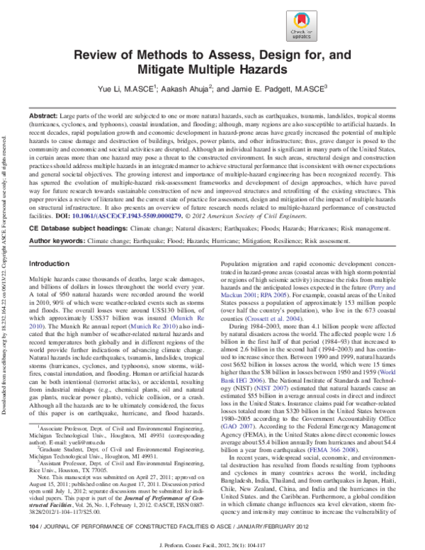 (PDF) Review of Methods to Assess, Design for, and Mitigate Multiple ...