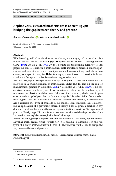 (PDF) Applied versus Situated Mathematics in Ancient Egypt: Bridging ...