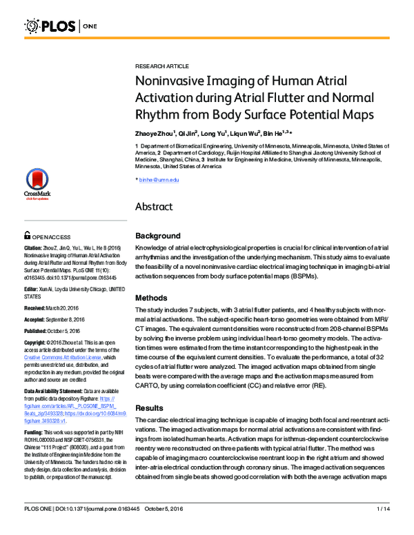 (PDF) Noninvasive Imaging of Human Atrial Activation during Atrial ...