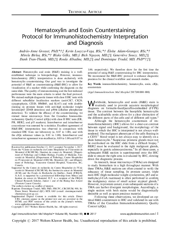 (PDF) Hematoxylin and Eosin Counterstaining Protocol for ...