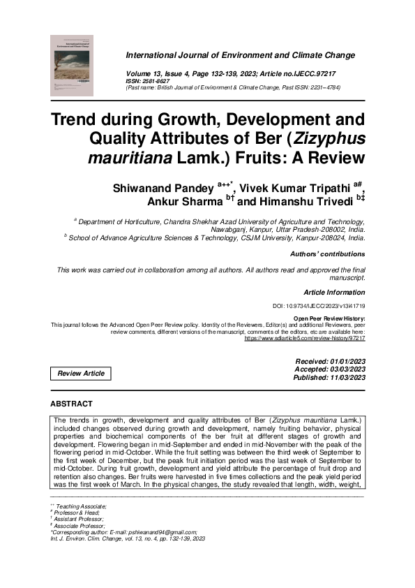 (PDF) Trend during Growth, Development and Quality Attributes of Ber ...
