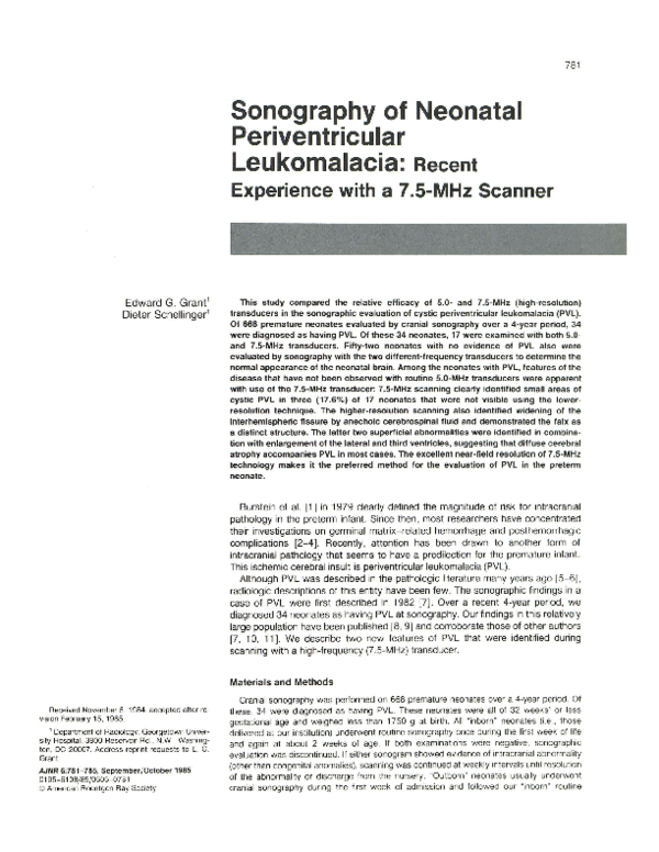 (PDF) Sonography of neonatal periventricular leukomalacia: recent ...