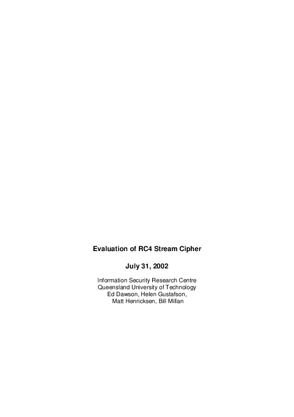 (PDF) Evaluation of RC4 Algorithm Executive Summary
