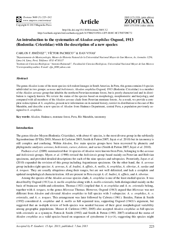 (PDF) The Chromosomes of the Field Mouse Akodon azarae (Cricetidae ...
