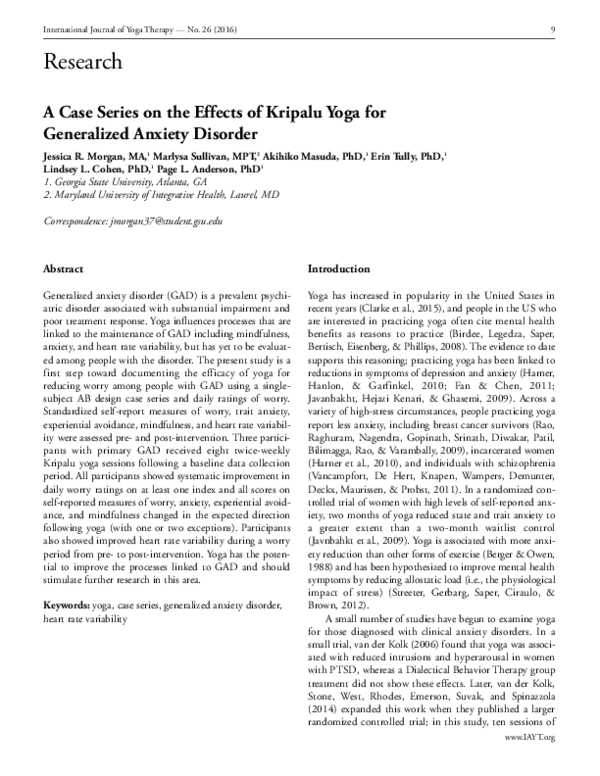(PDF) A Case Series on the Effects of Kripalu Yoga for Generalized ...