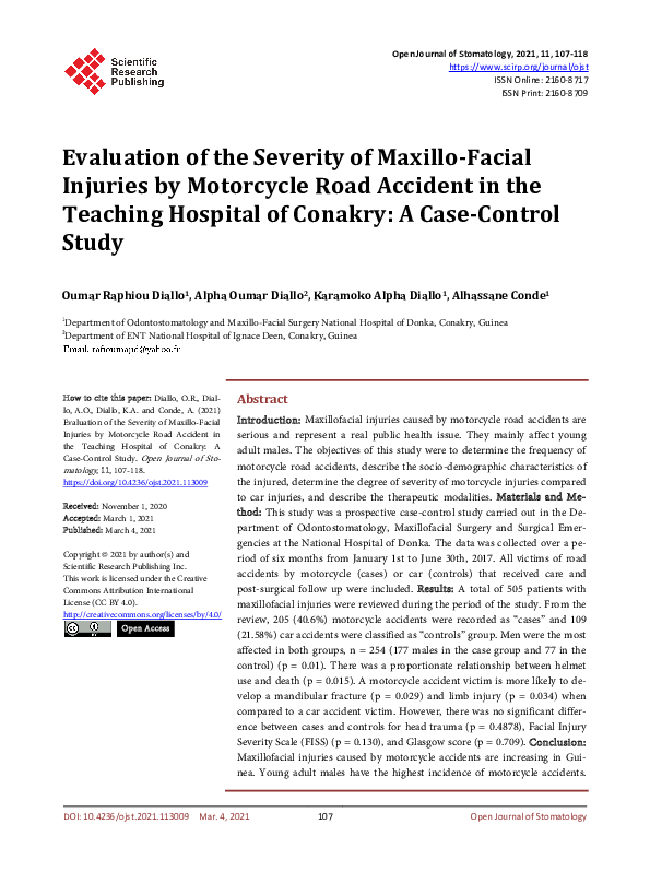(PDF) Evaluation of the Severity of Maxillo-Facial Injuries by ...