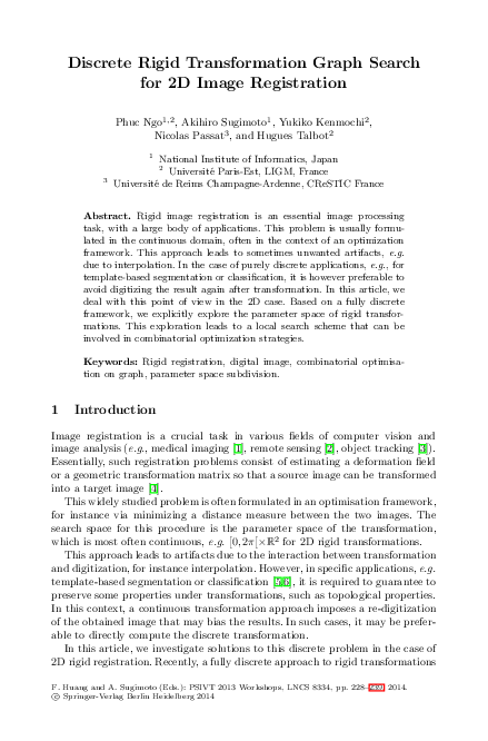 (PDF) Discrete Rigid Transformation Graph Search for 2D Image Registration