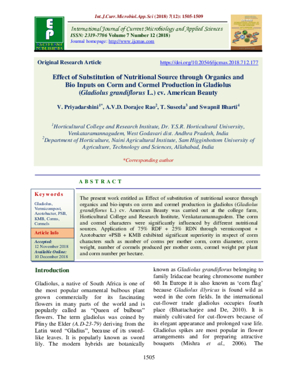 (PDF) Effect of Substitution of Nutritional Source through Organics and ...