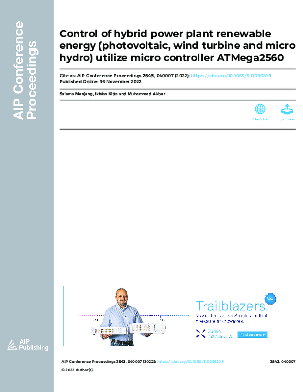 (PDF) Control of hybrid power plant renewable energy (photovoltaic ...