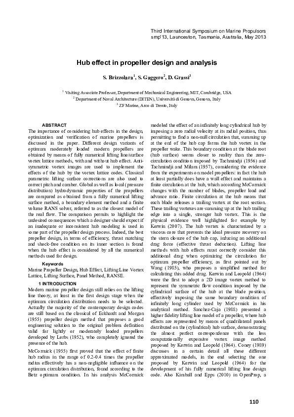 (PDF) Hub effect in propeller design and analysis